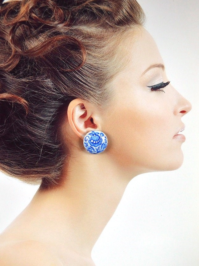 Clip on Earrings Wedding Jewelry, Blue Clip Earrings Non Pierced ...