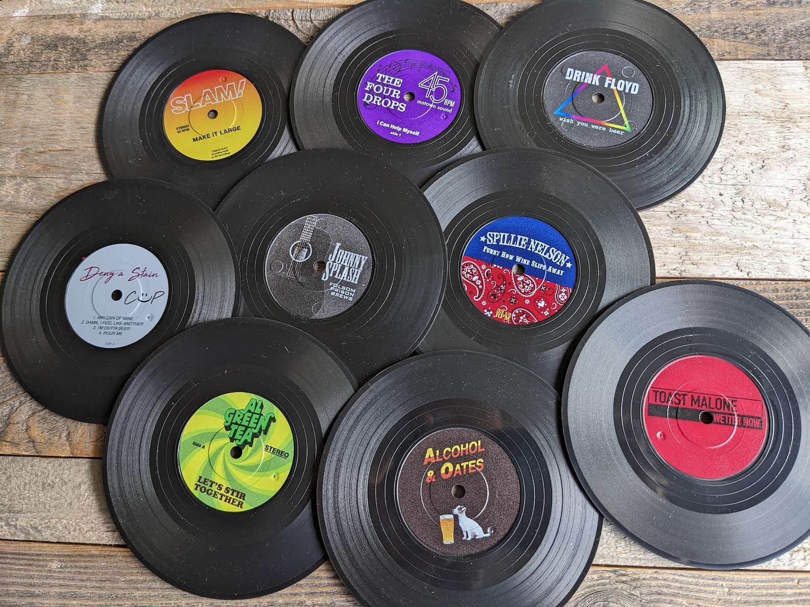 Funny Vinyl Record Coasters With Turntable Holder Make a Set - Etsy