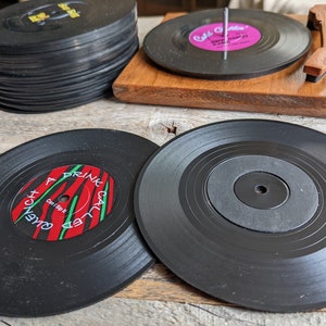 Funny Vinyl Record Coasters With Turntable Holder - Make a Set With 26 ...