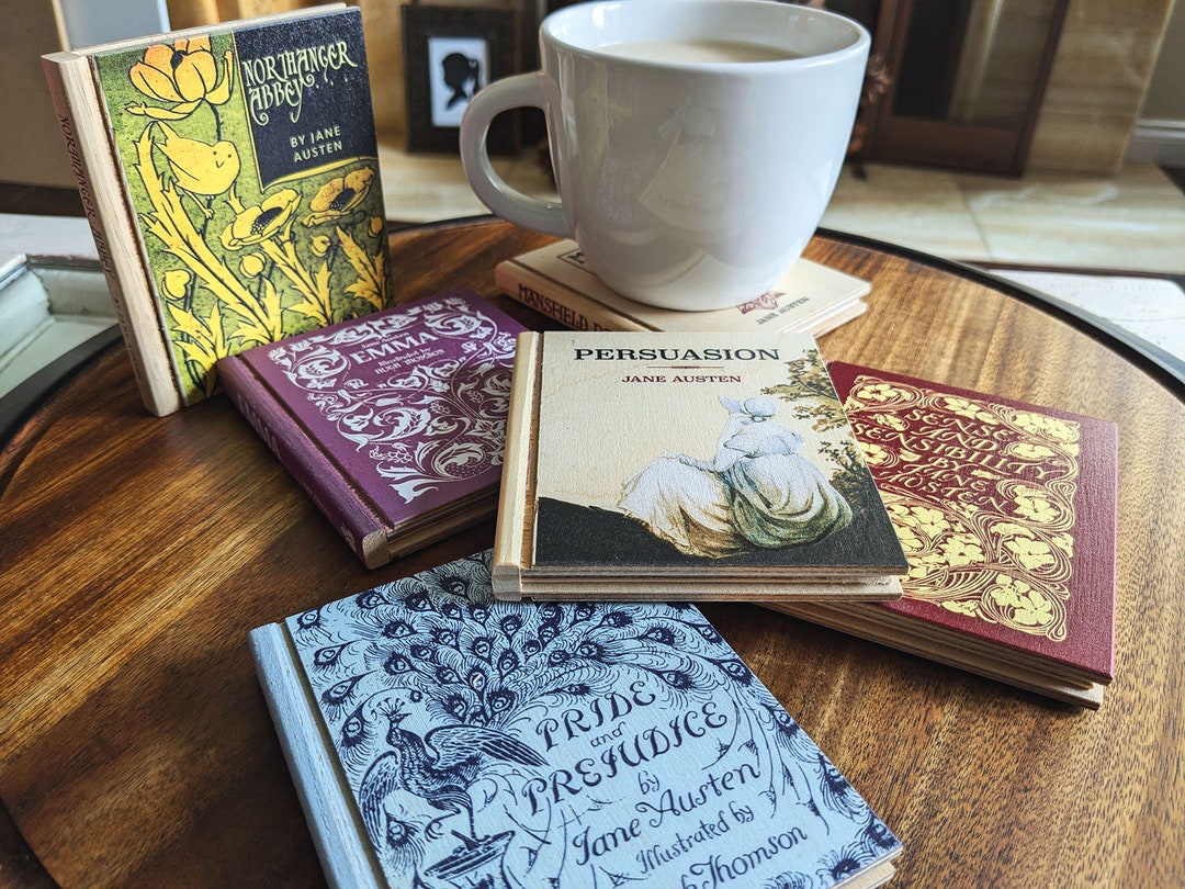 Jane Austen Reclaimed Wood Book Coaster Set - A Book Lovers Perfect ...