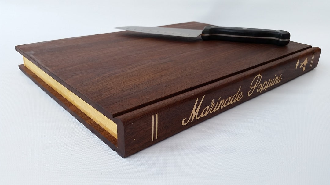 Solid Wood Book Shaped Cutting Board/serving Board, "marinade Poppins ...