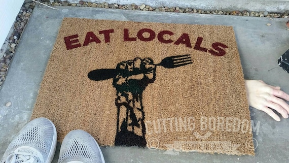 Eat Locals a Funny Zombie Coir Doormat the Perfect Halloween | Etsy