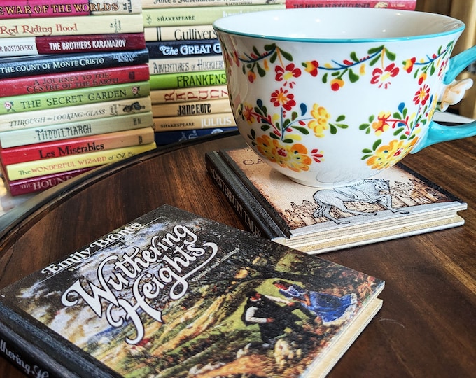 Book Coasters Wooden Bookish Gift Bookish Decor Handmade Cute Coasters ...