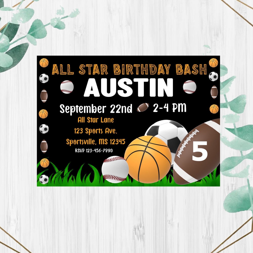 Sports Birthday Invitation, Sports Birthday, Multi Sport Birthday ...