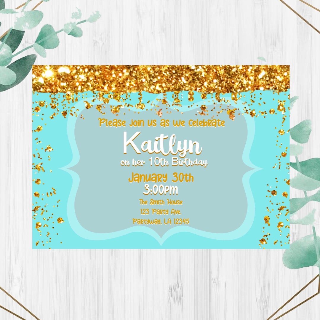 Golden Birthday, Golden Birthday Invitation, Gold Invitation, Golden ...