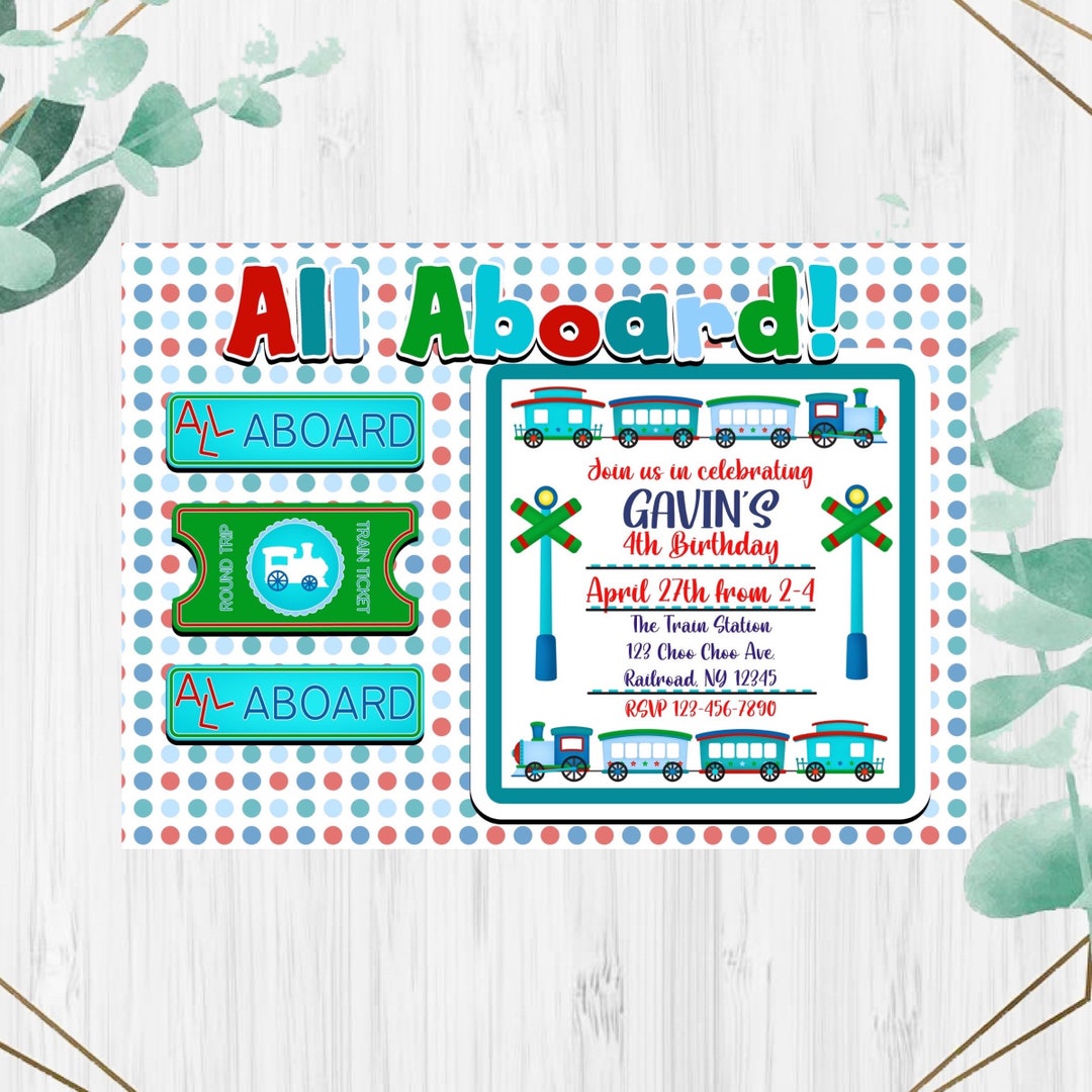 Train Invitation, Train Invite, Train Party Invite, Choo Choo Party ...
