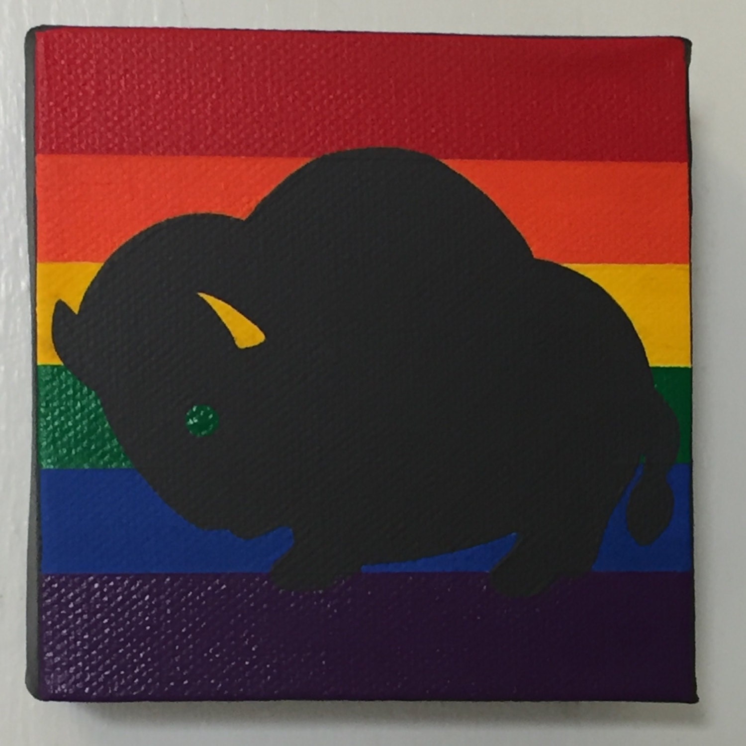 Rainbow Buffalo Painting - Etsy