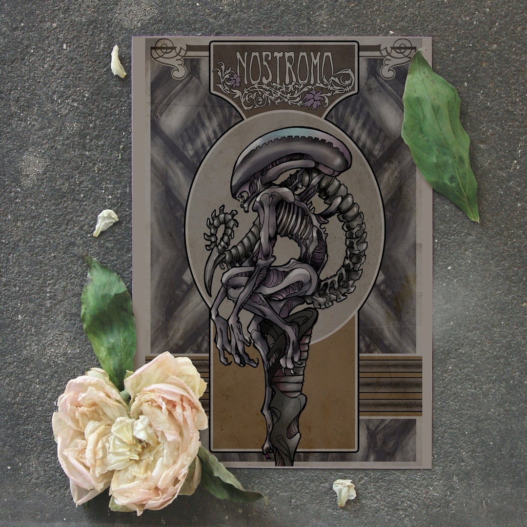 Alien Horror Art Nouveau Print Poster - Etsy.de