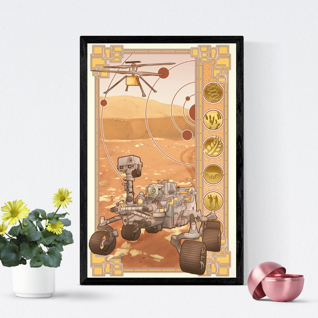 Mars Rover Perseverance Ingenuity NASA Art Nouveau Print Poster - Etsy