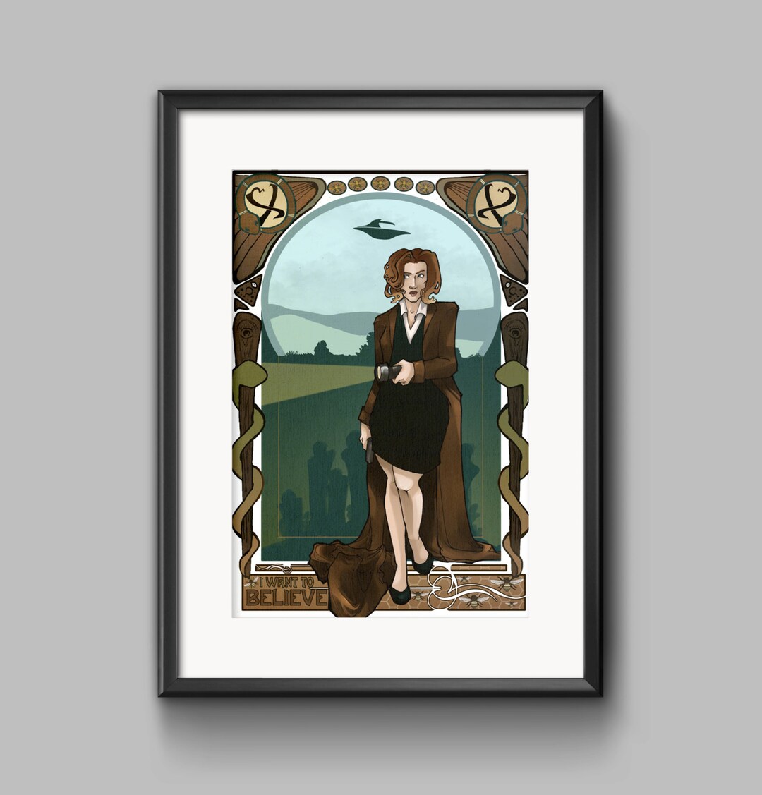 X-files Agent Dana Scully Art Nouveau Poster Print Paranormal Cult ...