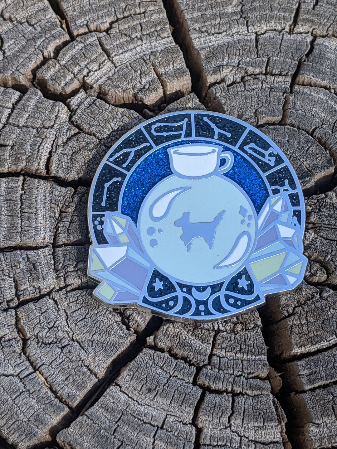 Divination Wizard Class Art Nouveau Enamel Pin Crystal Ball Tea Cup ...