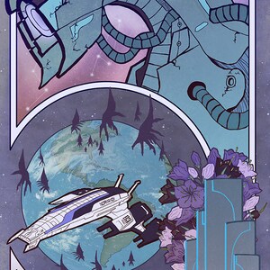 Mass Effect Art Nouveau Inspired Print Biowear N7 Normandy Shepard ...
