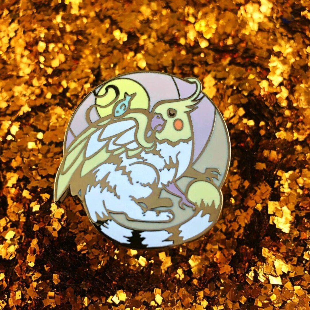 Art Nouveau Enamel Pin Limited Edition House Griffin Cockatiel Tabby ...