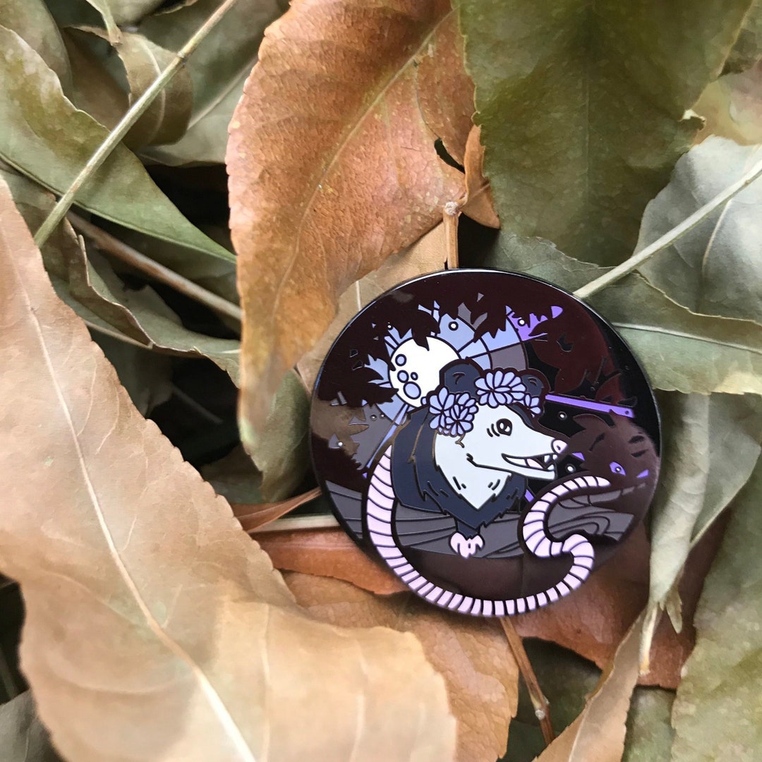 Opossum Art Nouveau Enamel Pin Moon Critter Cute Nature Gift - Etsy