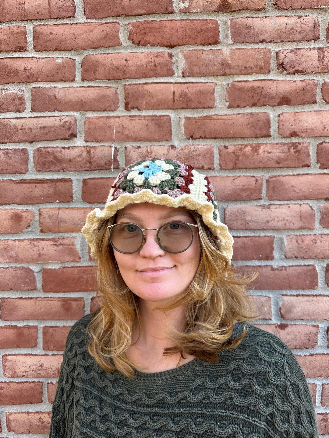 Granny Square Bucket Hat (berry Patch) 50/50 Wool/cotton - Etsy