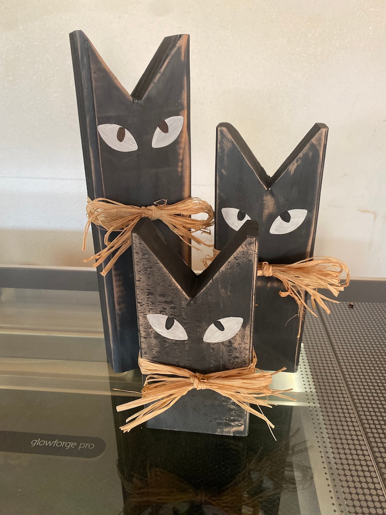 Halloween Cats, Porch Cats, Black Cat Decorations, Cute Cats, Wooden ...