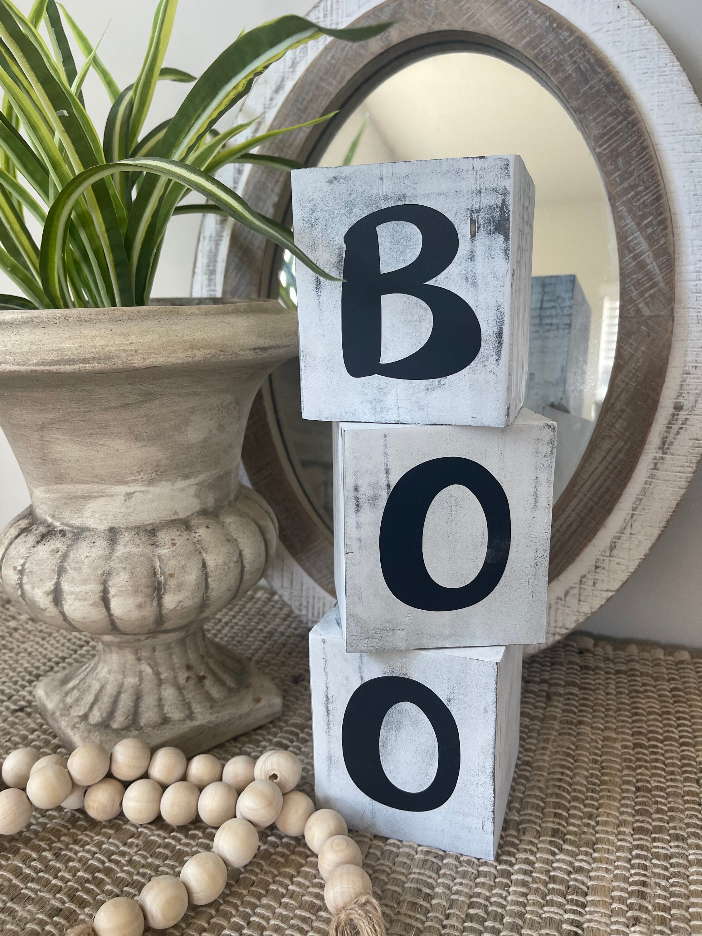Halloween Decor, Boo Wooden Blocks, Wooden Block Decor, Halloween - Etsy