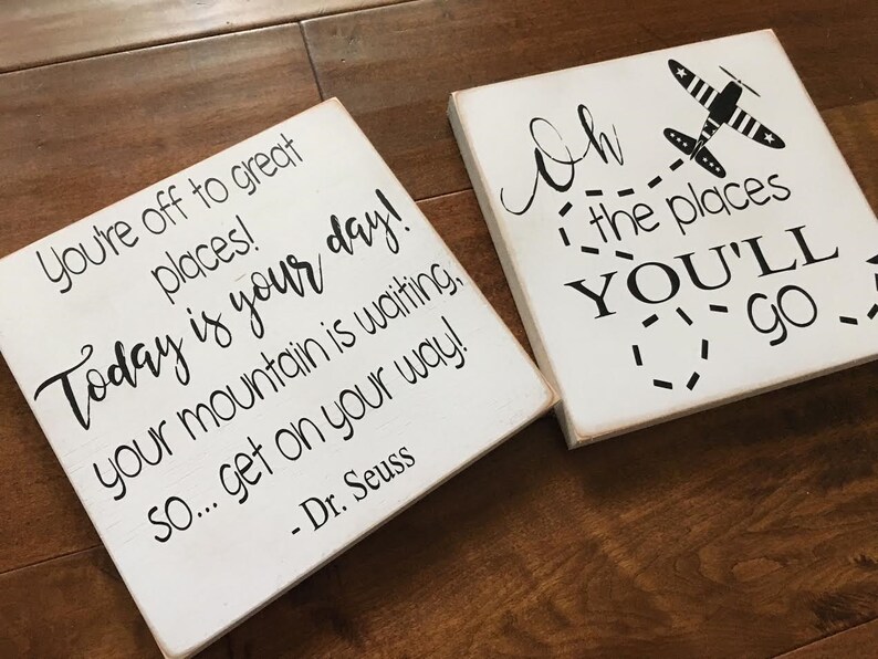 Dr. Seuss Quote Wood Sign,nursery Signs,dr. Seuss Decor,oh the Places ...