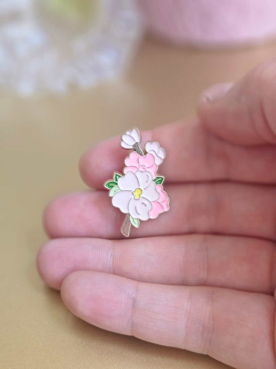 Pink Flower Pin / Accessories - Etsy