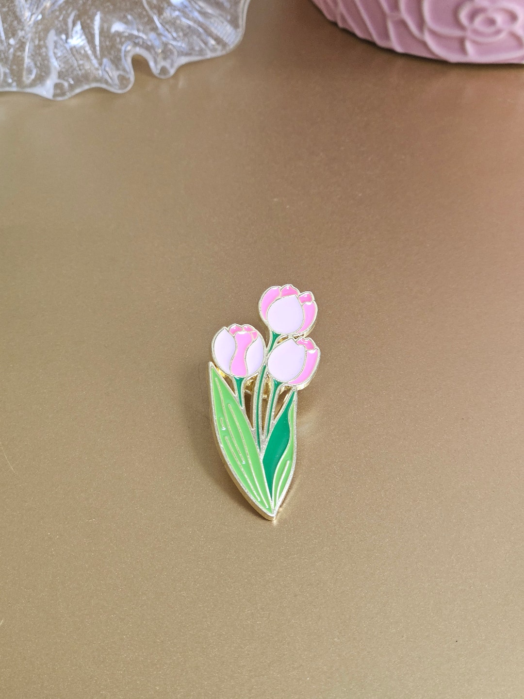 Pink Tulip Pin. Flower Pin. Backpack Accessories. Lanyard Accessories ...