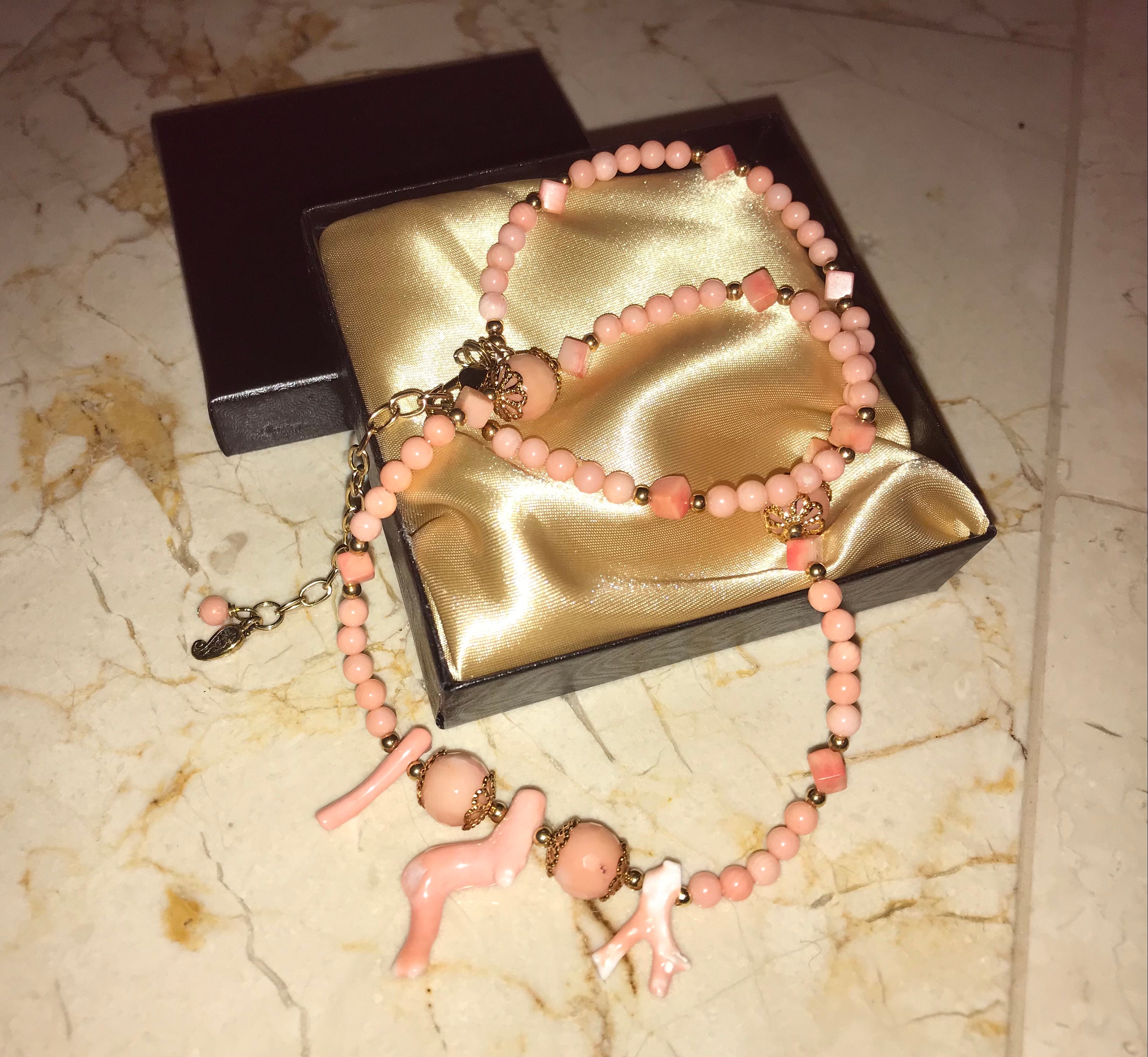 Rose Quartz NECKLACE Pink Daggers Faceted Rose Quartz Rounds - Etsy
