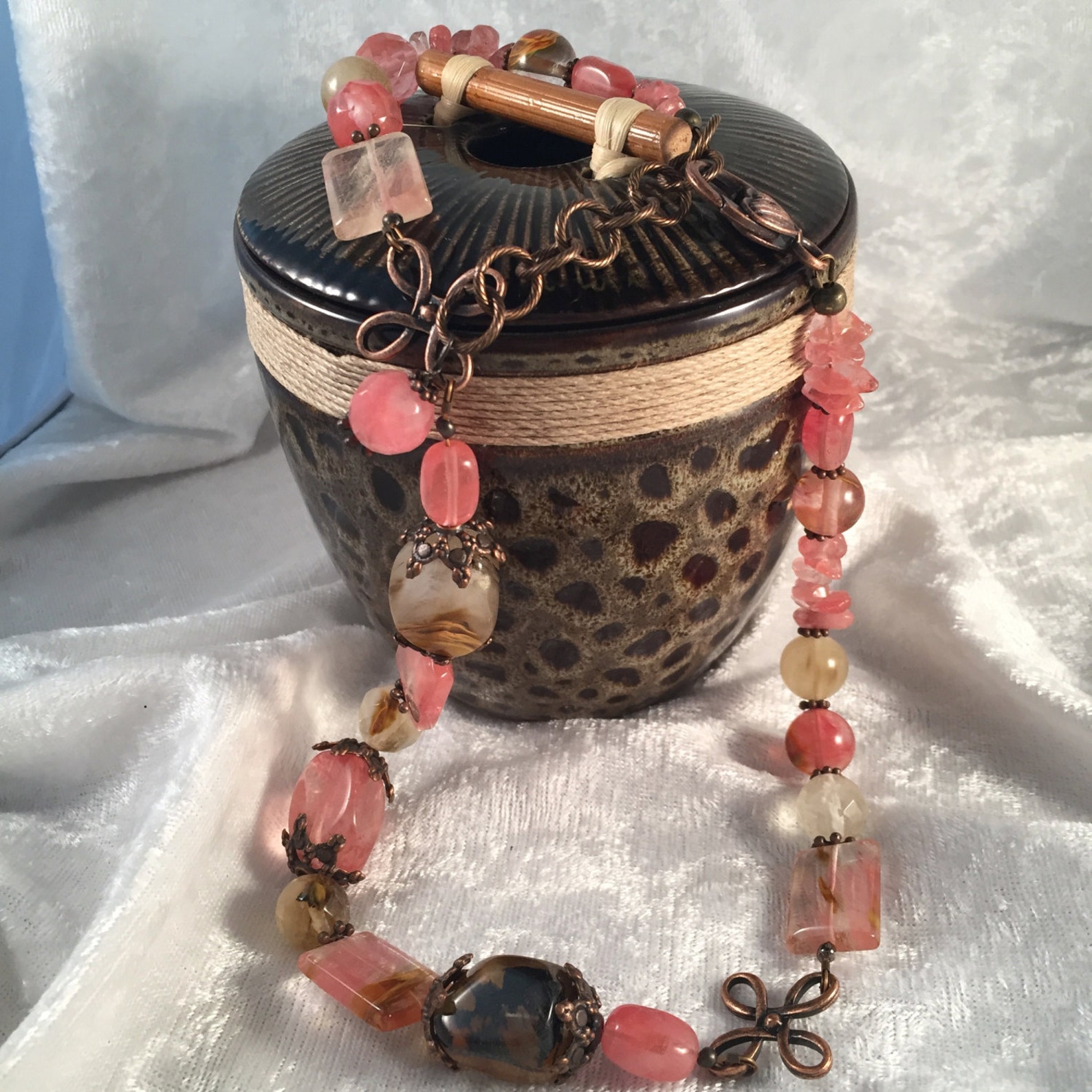 Cherry Quartz Necklace Volcano Quartz in Browns Pink - Etsy