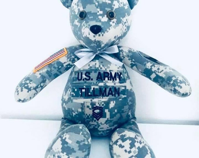 Military Uniform Army Navy Police Hero Keepsake 18” Memory Bear Stuffed ...