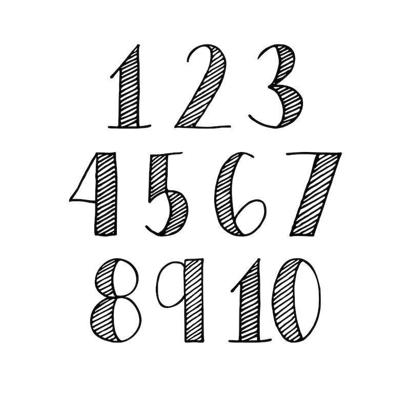 Thin Striped Alphabet and Number Bundle, Hand Drawn Alphabets SVG/PNG ...