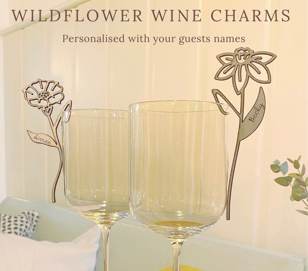 Wedding Wine Charms Wildflower Place Card Place Name Card Hen Party ...