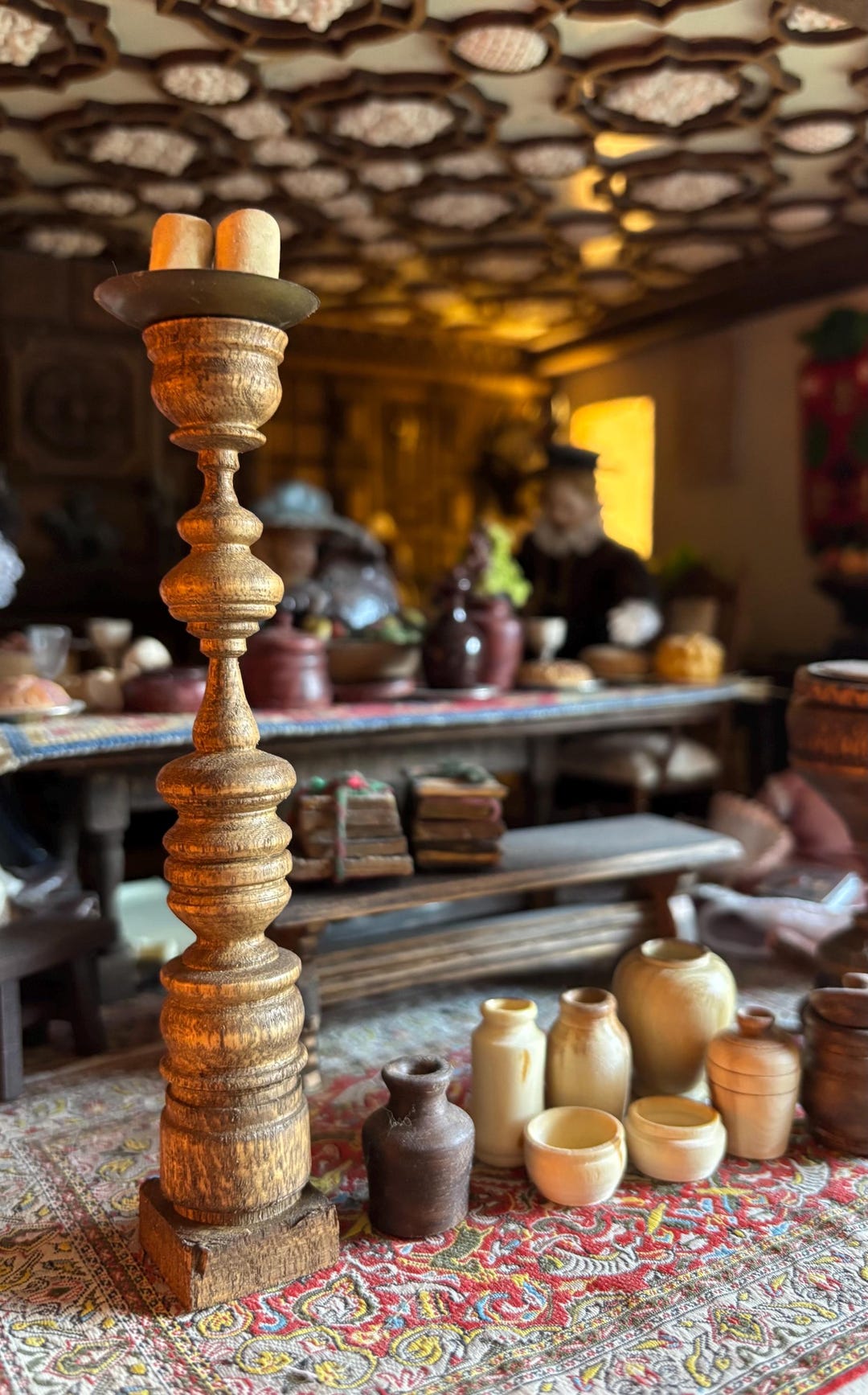 Tudor/medieval Dollshouse Turned Floor Candlestick in Hardwood. - Etsy