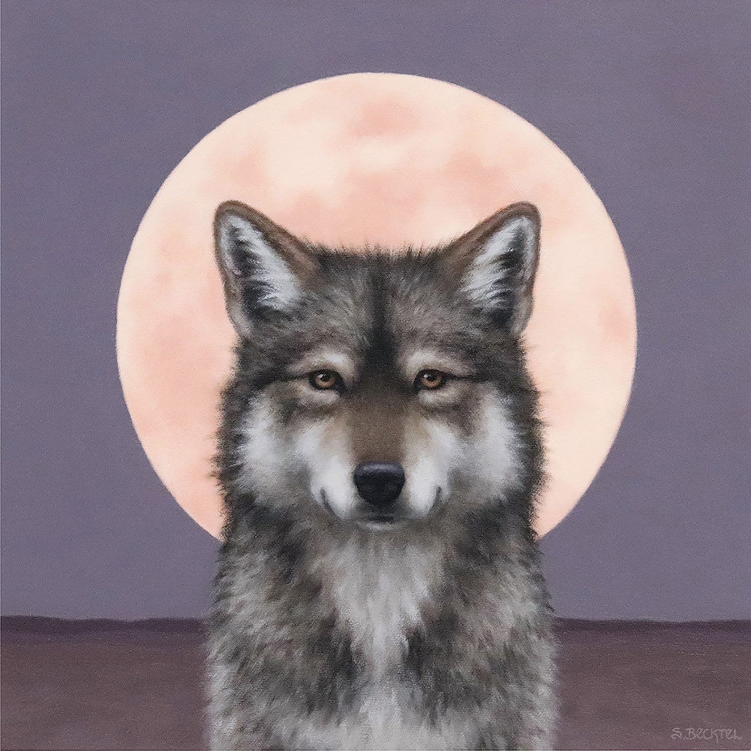 Full Moon Wolf Art Print With Original Wolf Art by Sarah - Etsy
