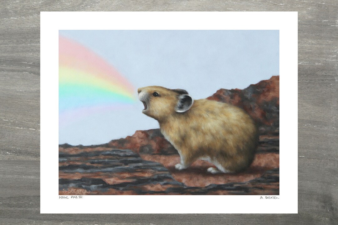 Rainbow Pika Art Print Original Artwork by Sarah Becktel. Original Pika ...