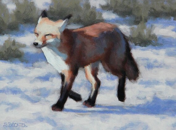 Fox Art Print With Original Fox Artwork by Sarah Becktel. Fox | Etsy