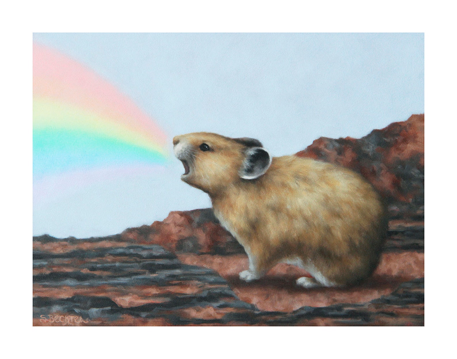 Rainbow Pika Art Print Original Artwork by Sarah Becktel. Original Pika ...