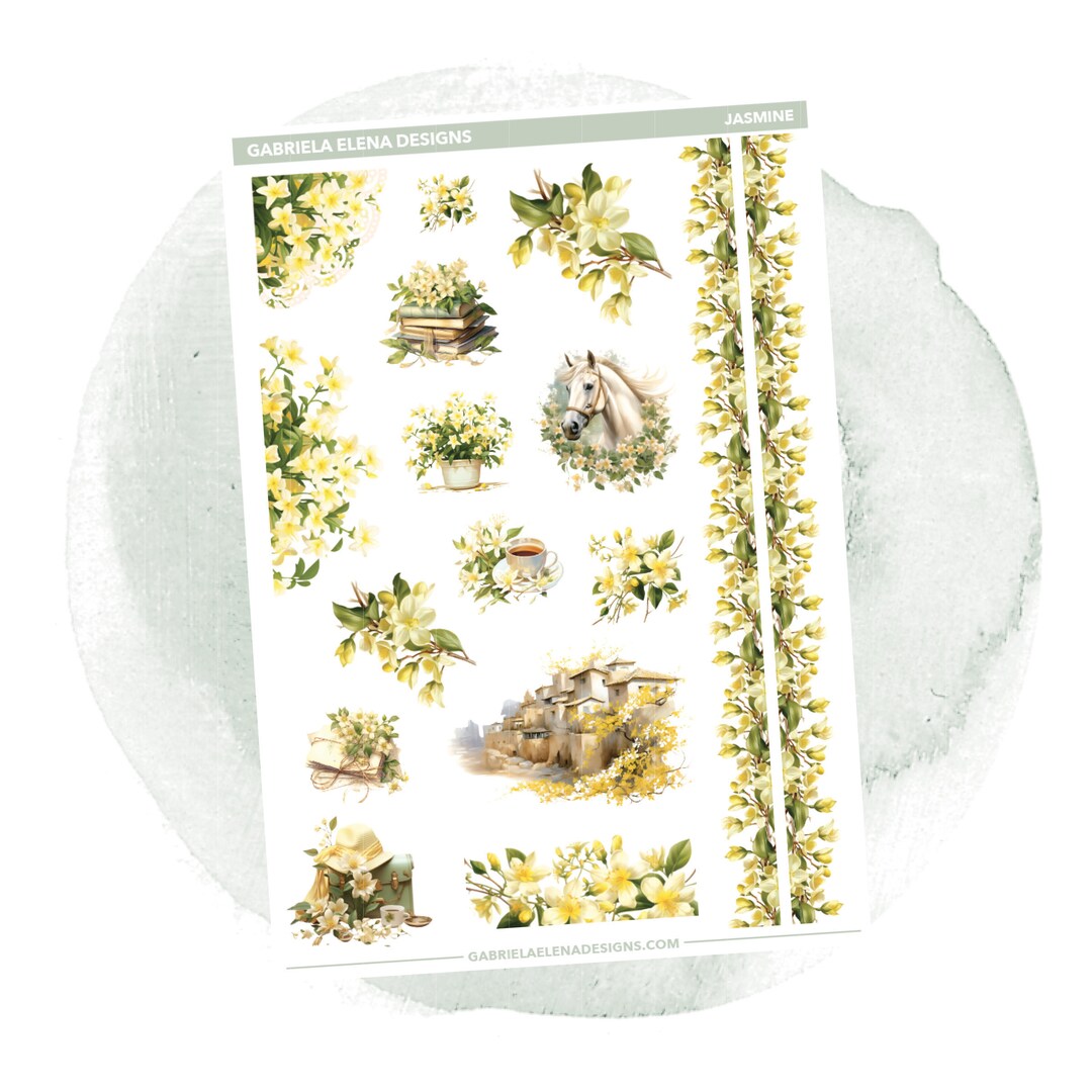 Jasmine Deco // Decorative Planner Sticker Sheet, Sticker Kit, Journal ...
