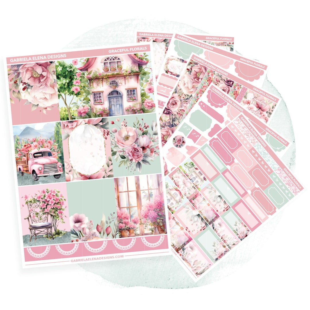 Graceful Florals // Planner Sticker Kit / Sticker Kit / Foil Full ...