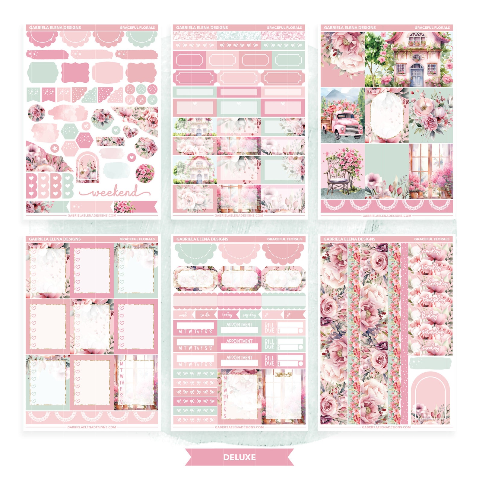 Graceful Florals // Planner Sticker Kit / Sticker Kit / Foil Full ...