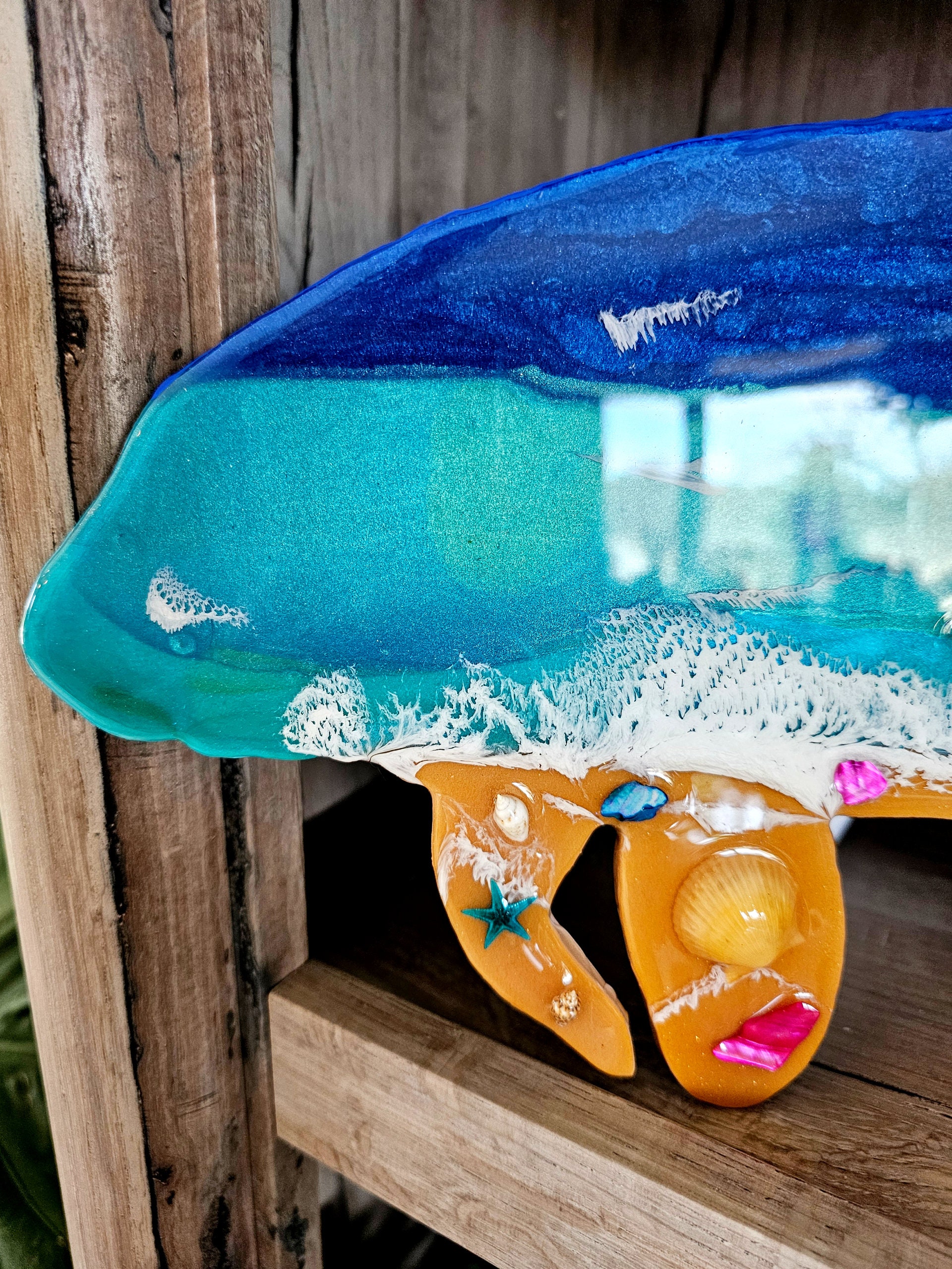 Manatee Wall Art With Shimmery Sand Beach Area, Shells and Starfish ...