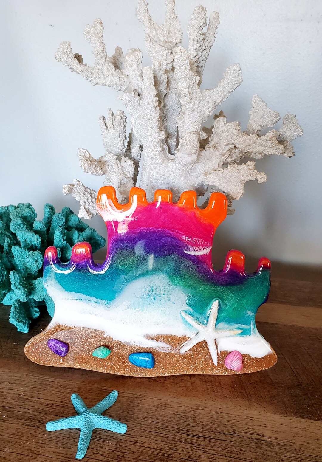 Sandcastle Wall Art With Glitter Beach, Starfish and Shells, Sandcastle ...