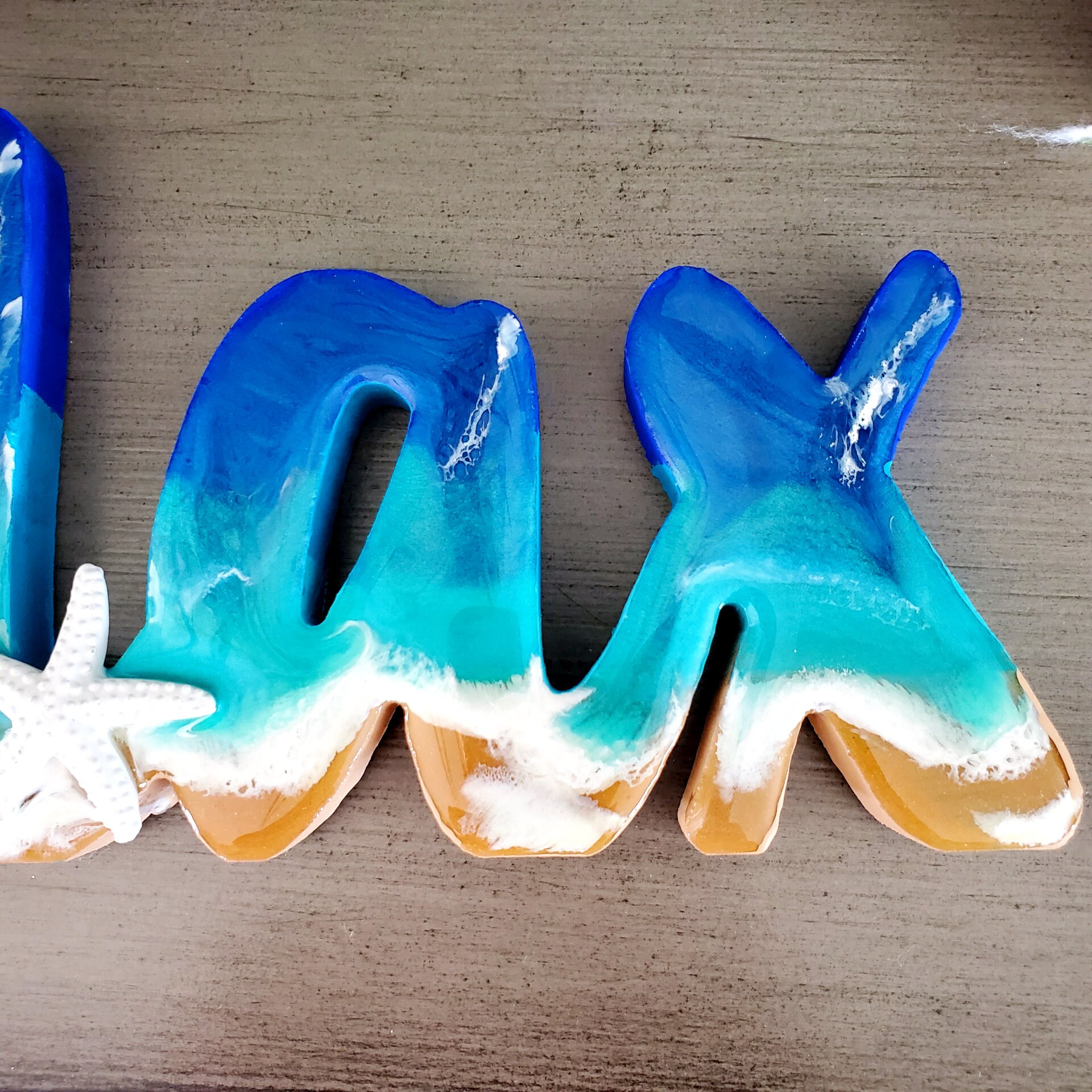 Ocean Relax Sign Shelf Sitter With Beach Waves, Shimmer Sand and ...