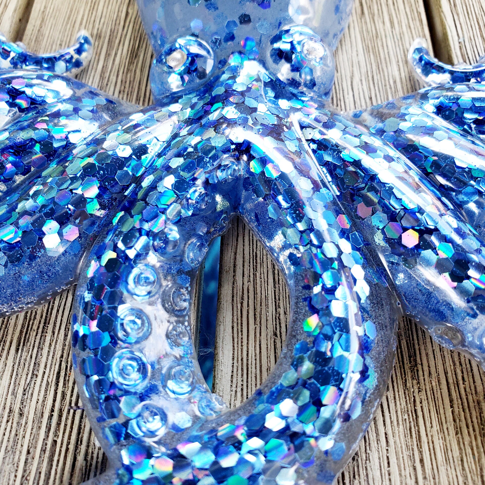 Octopus With Holographic Twilight Blue Jumbo Glitter Wall Art, Octopus ...