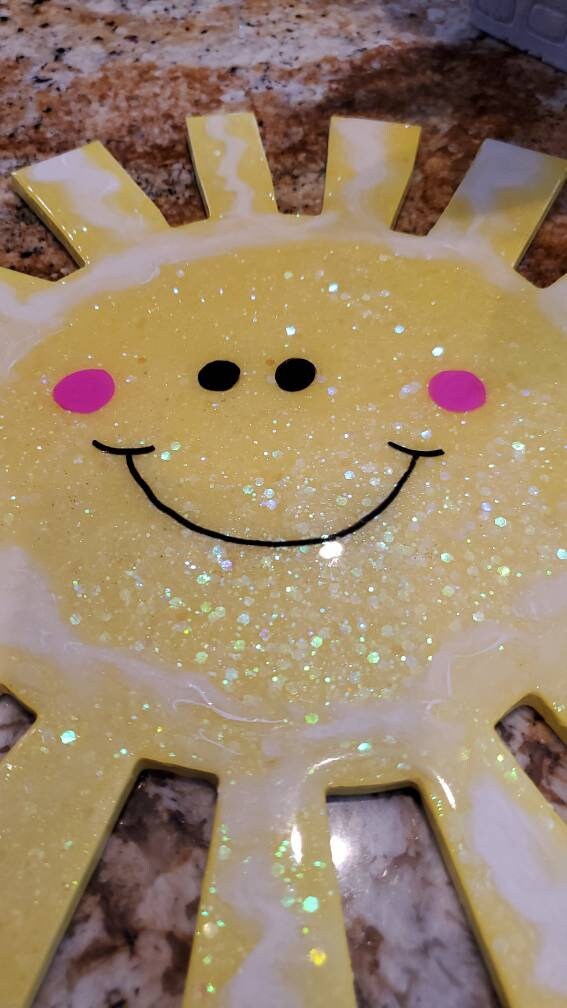 Epoxy Resin Happy Sun Wall Decor Sun Decoration Nursery Sun - Etsy