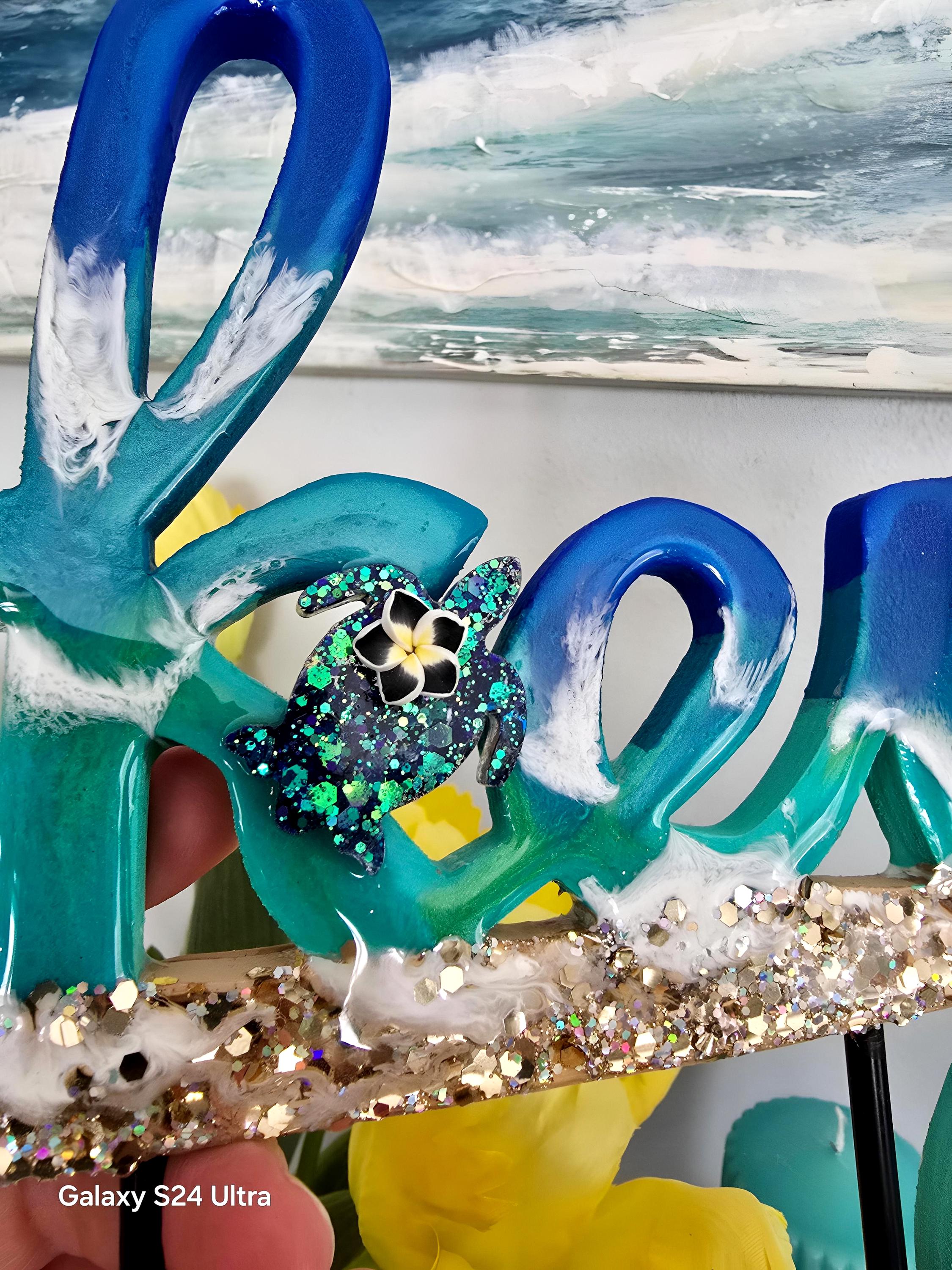 Beach Themed Key Holder With Glitter Beach, Sea Turtle and Starfish ...
