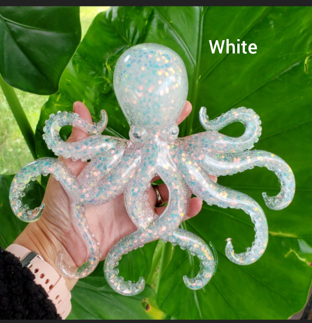 Octopus With Holographic Twilight Blue Jumbo Glitter Wall Art, Octopus ...