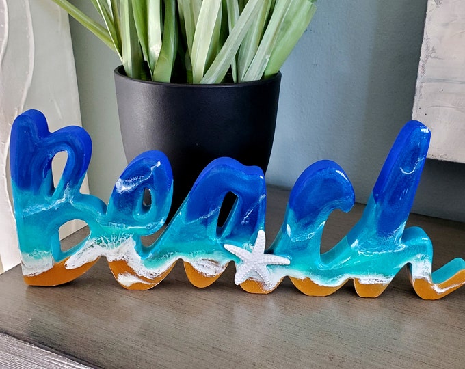 Beach Shelf Sitter With Real Sand and Starfish, Beach Art, Beach Decor ...