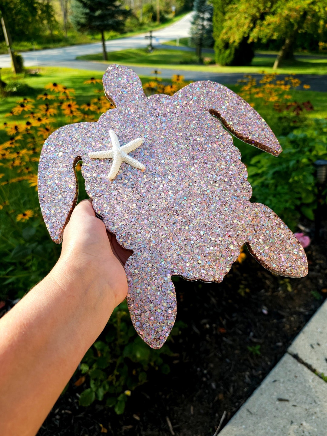 Rose Gold Holographic Glitter Sea Turtle Wall Art, Sea Turtle Gift, Sea ...