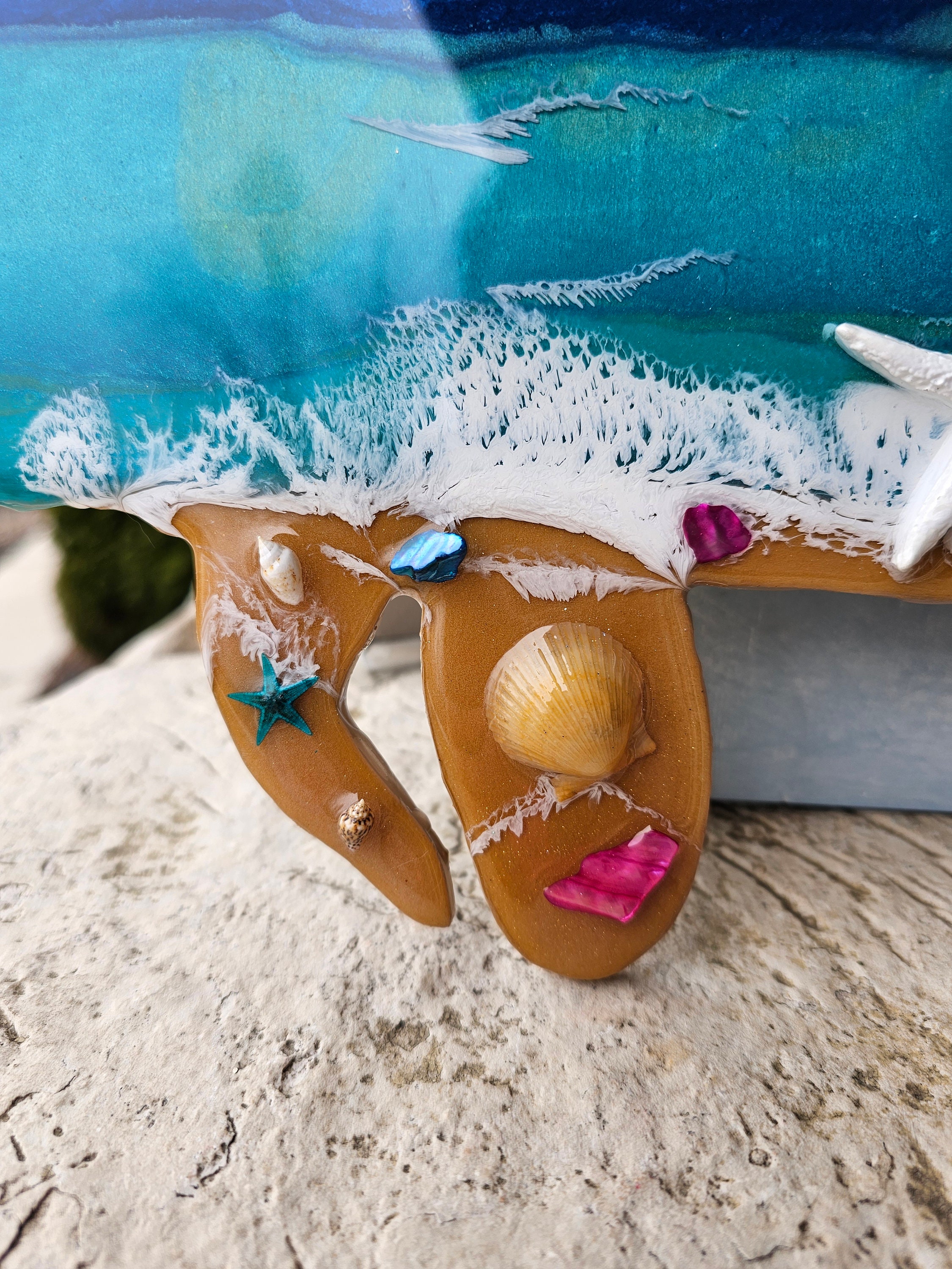 Manatee Wall Art With Shimmery Sand Beach Area, Shells and Starfish ...