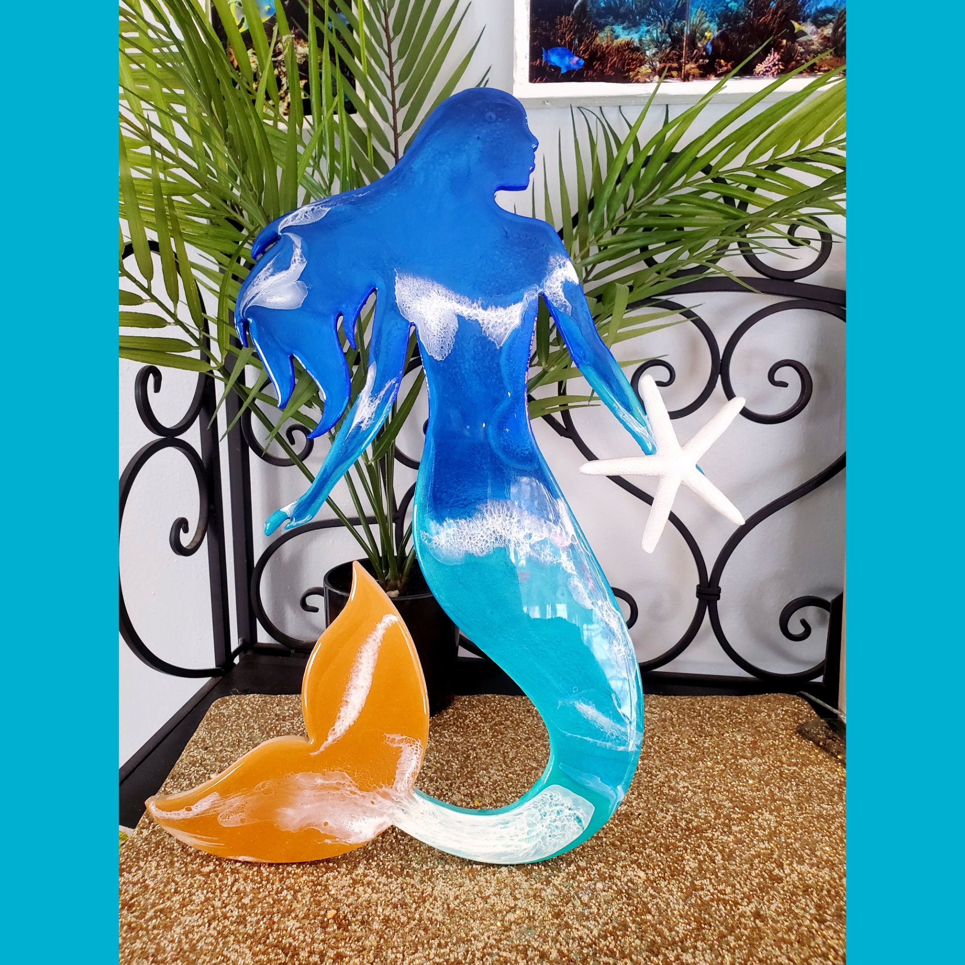 Large Mermaid Resin Beach Art Wall Hanging, Mermaid Decor, Mermaid ...