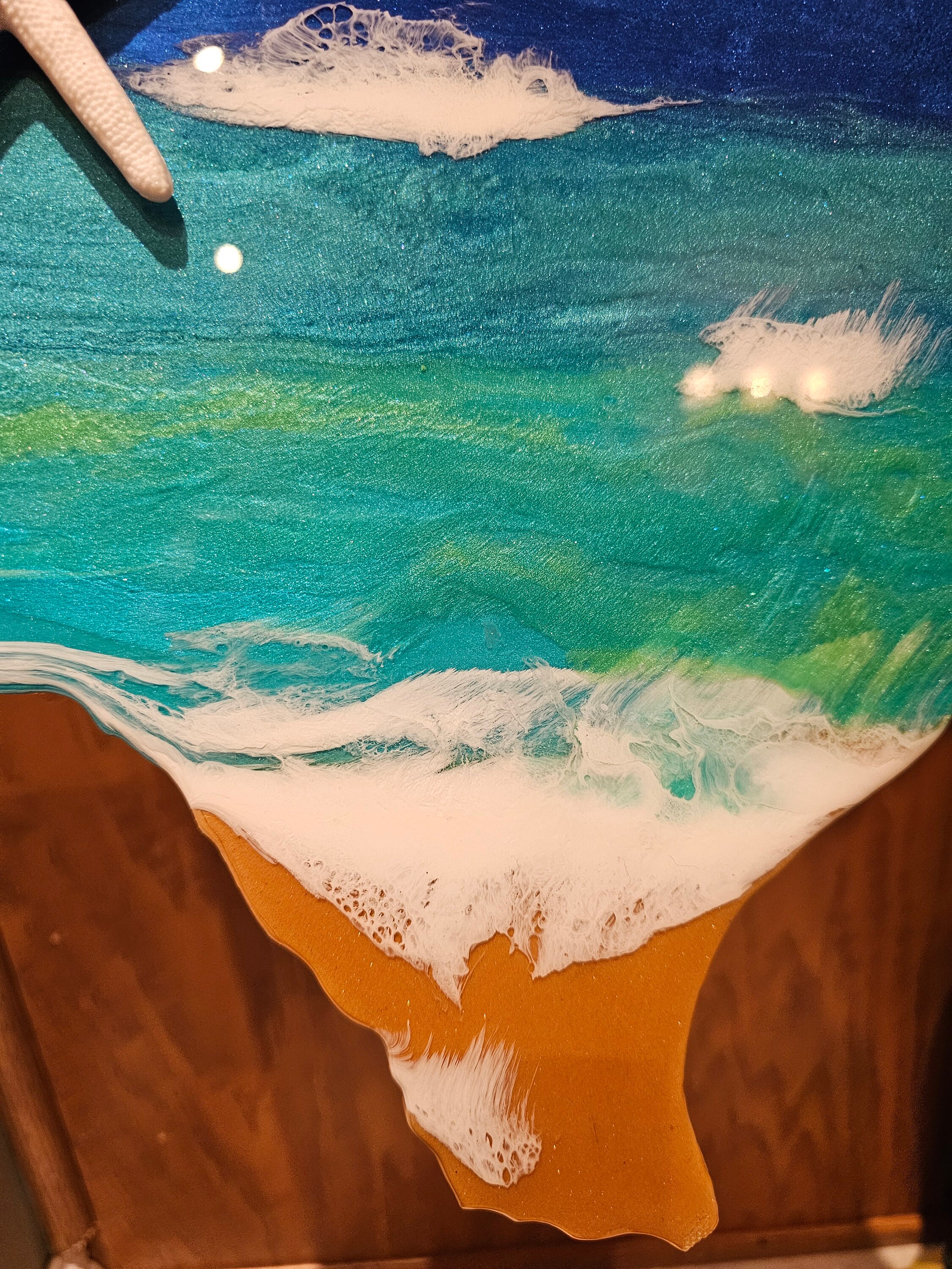 Texas Beach Ocean Art With A Real Sand Beach With Shimmer and Starfish ...