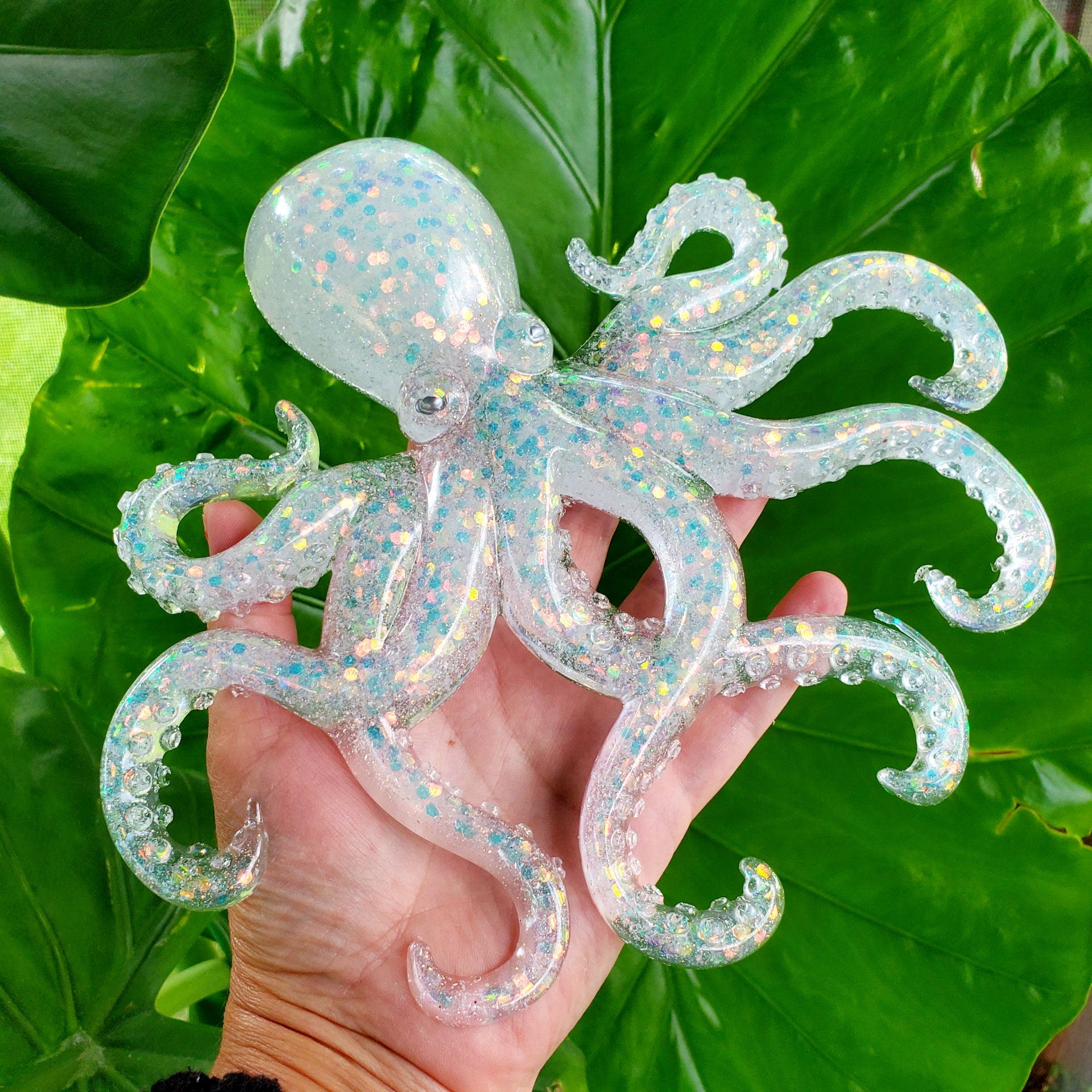 Snow White Glittered Octopus Wall Art, Octopus Lover Gift, Octopus ...
